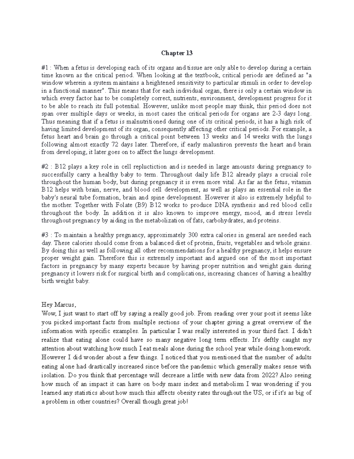 Discussion Chapter 13-15 - Chapter 13 #1 : When a fetus is developing ...