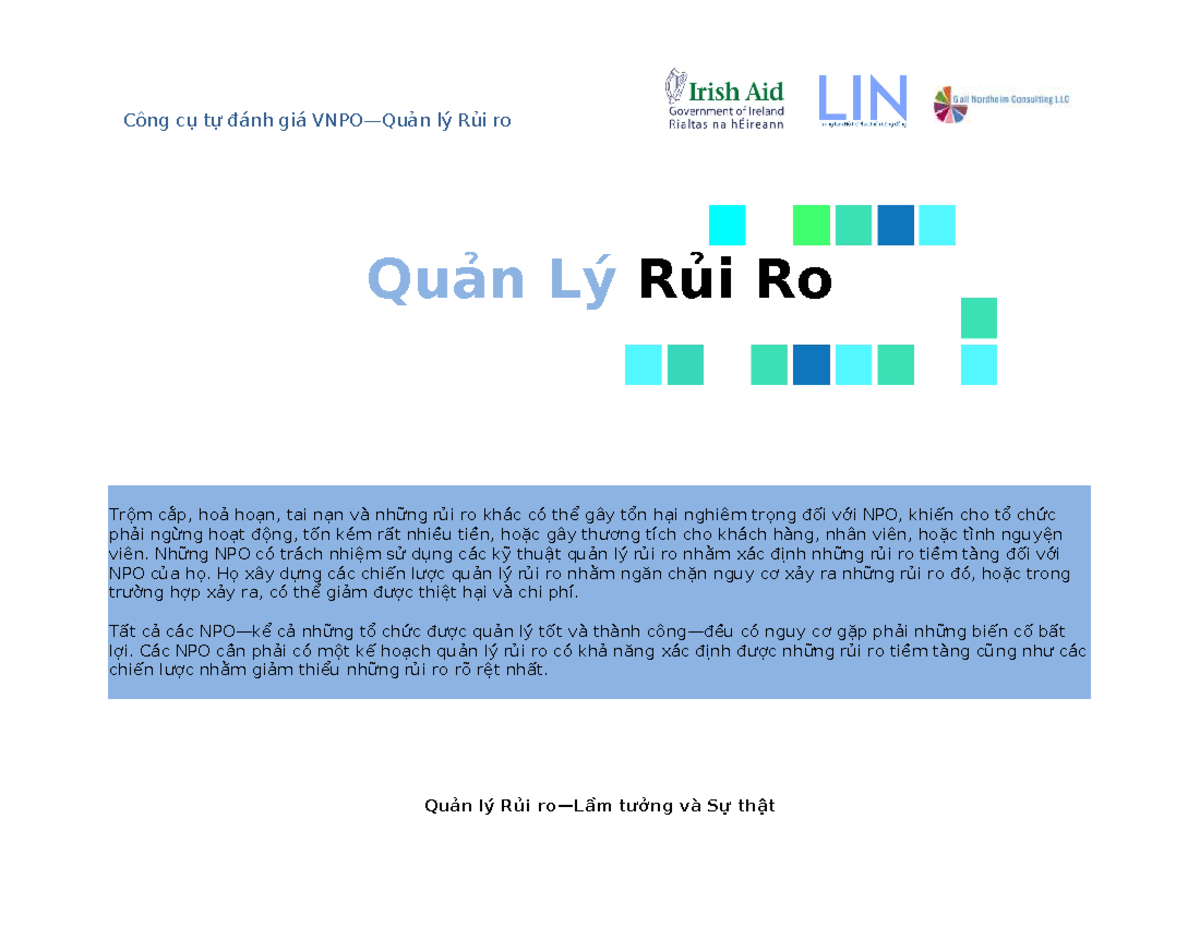 Cong cu quan li rui ro - Quản lí rủi ro - Công cụ tự đánh giá VNPO—Quản ...