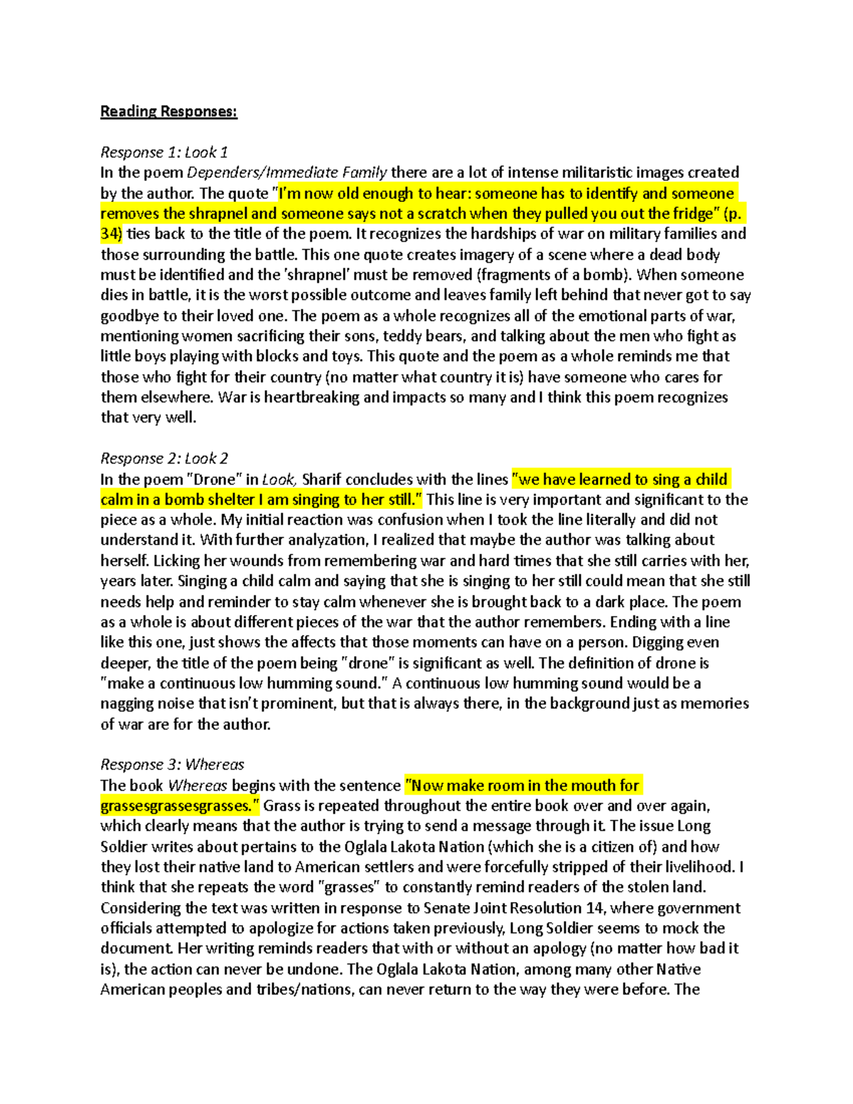 Reading Responses - Discussions - Reading Responses: Response 1: Look 1 ...