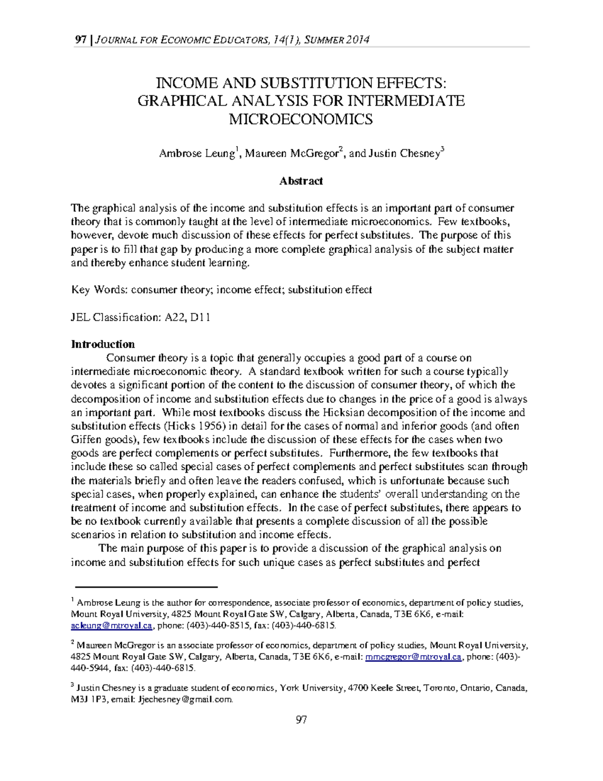 Perfect Complements & TPE - INCOME AND SUBSTITUTION EFFECTS: GRAPHICAL ...