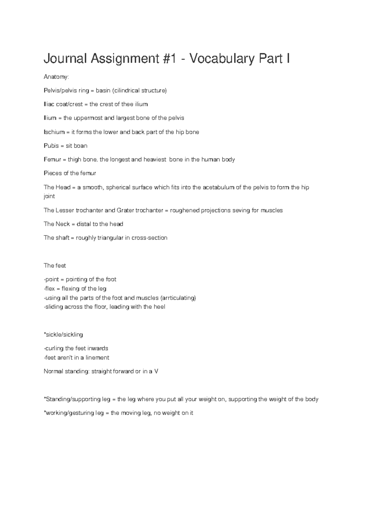 Journal assignment 1 and 2 - Journal Assignment #1 - Vocabulary Part I ...