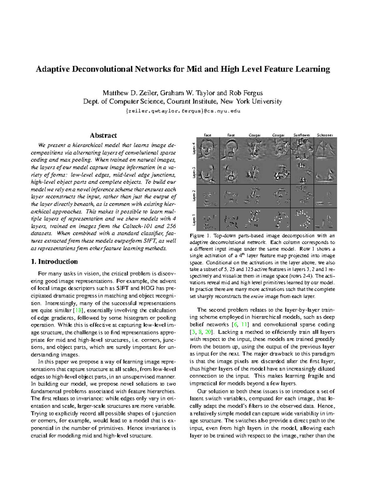 Adaptive deconvolutional networks for mid and high level feature ...
