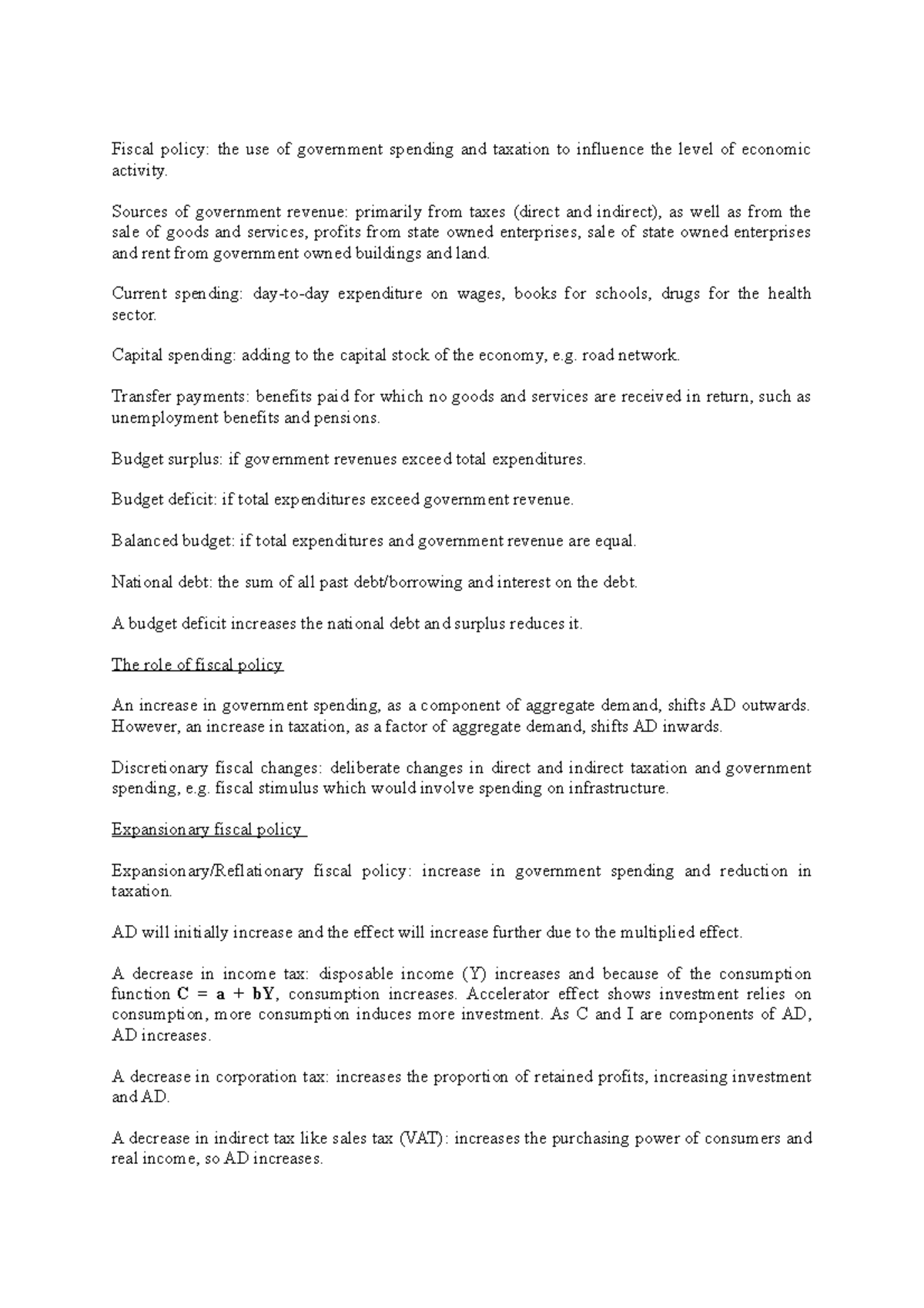 Fiscal policy Lecture - Fiscal policy: the use of government spending ...