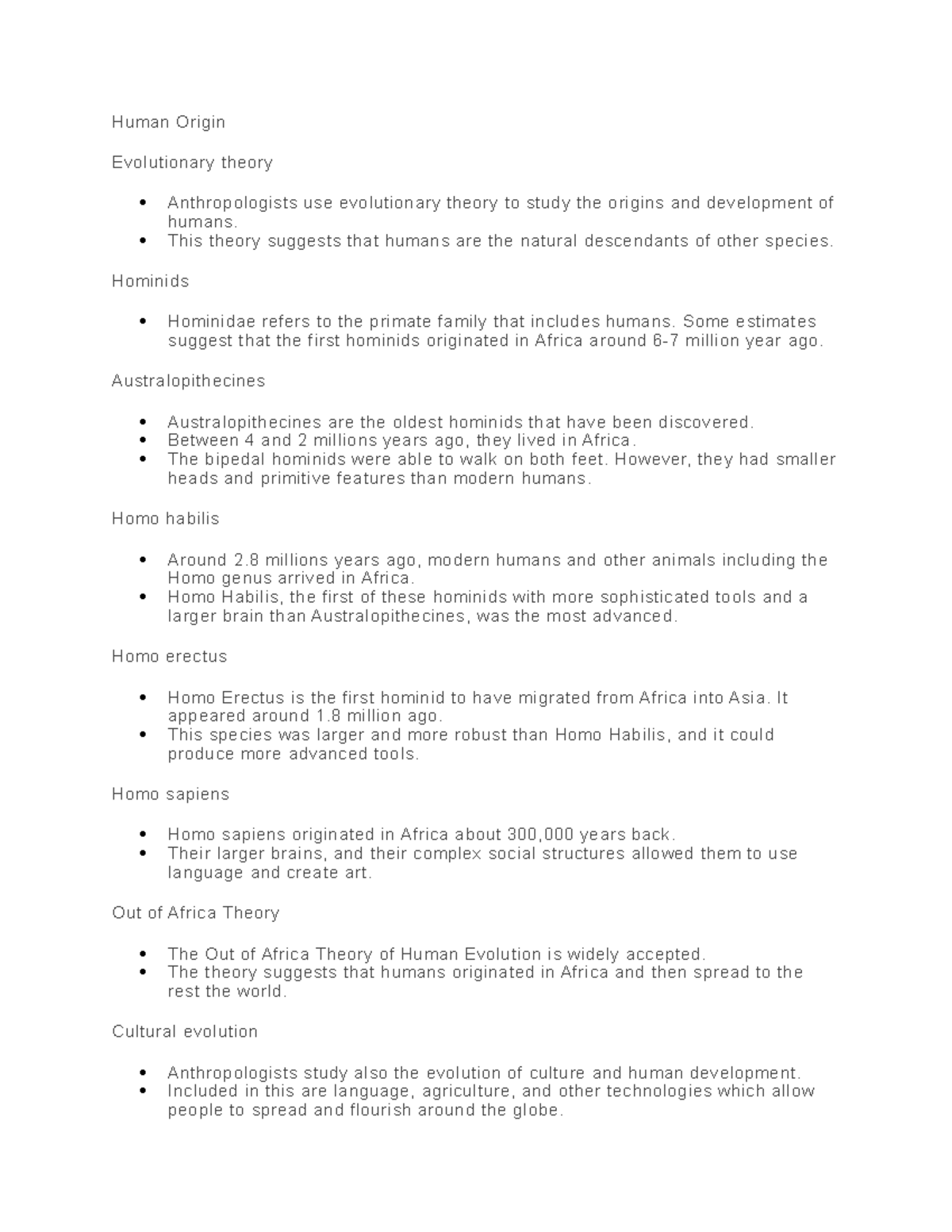 ANT 100 Notes 1 - Biological anthropology: evolutionary theory and ...