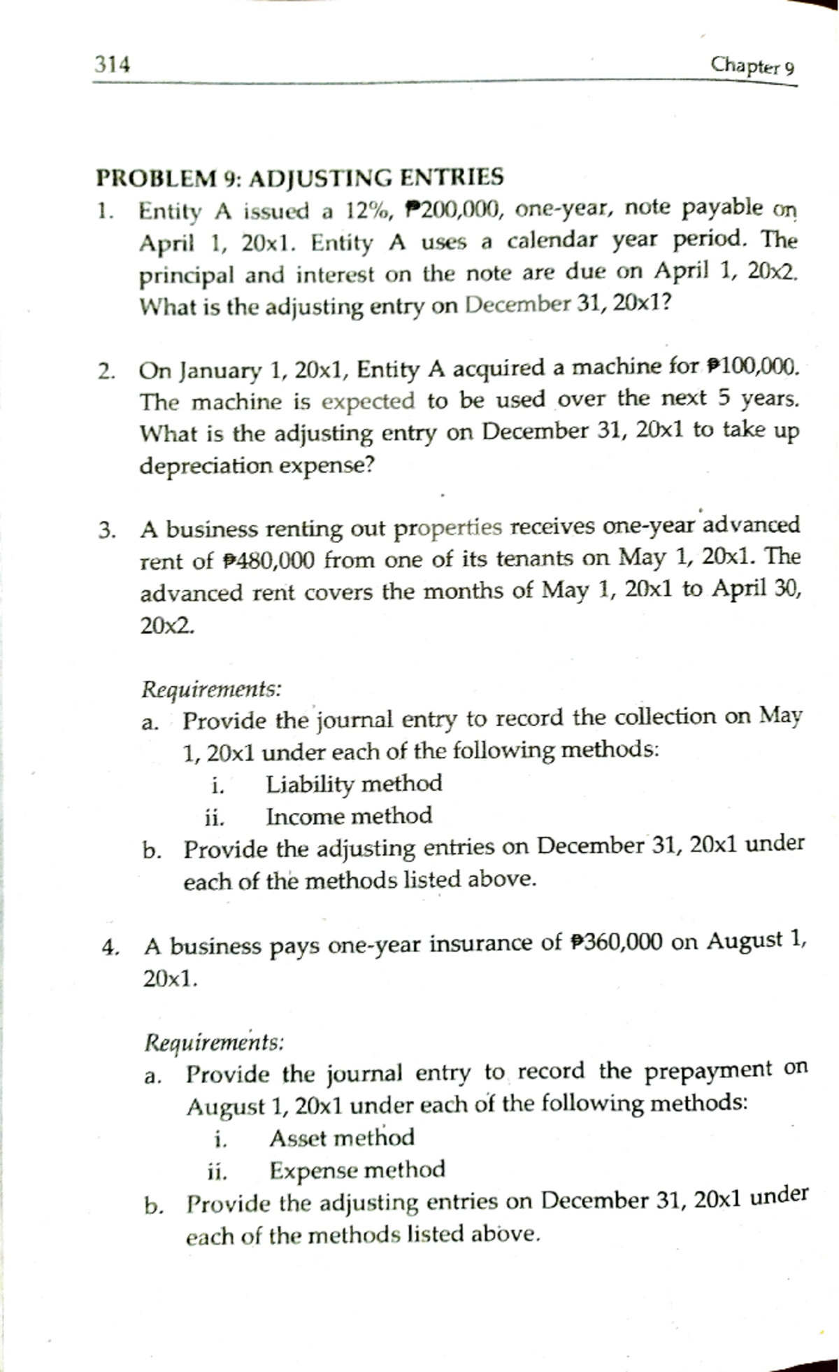 FABM1 CH09 02 AJE Problems - 314 Chapter 9 PROBLEM 9: ADJUSTING ENTRIES ...
