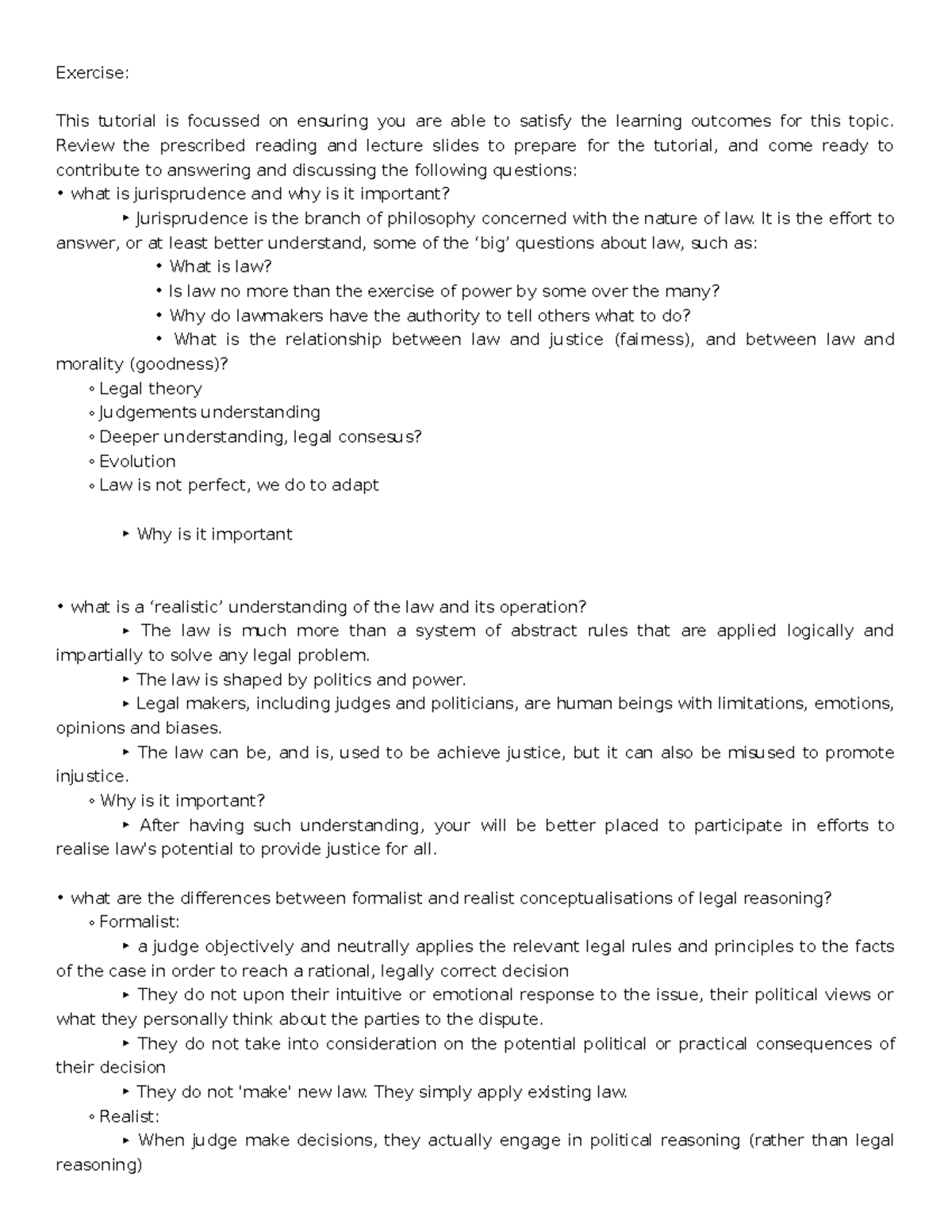 Tut 7 - tutorial work - Exercise: This tutorial is focussed on ensuring ...