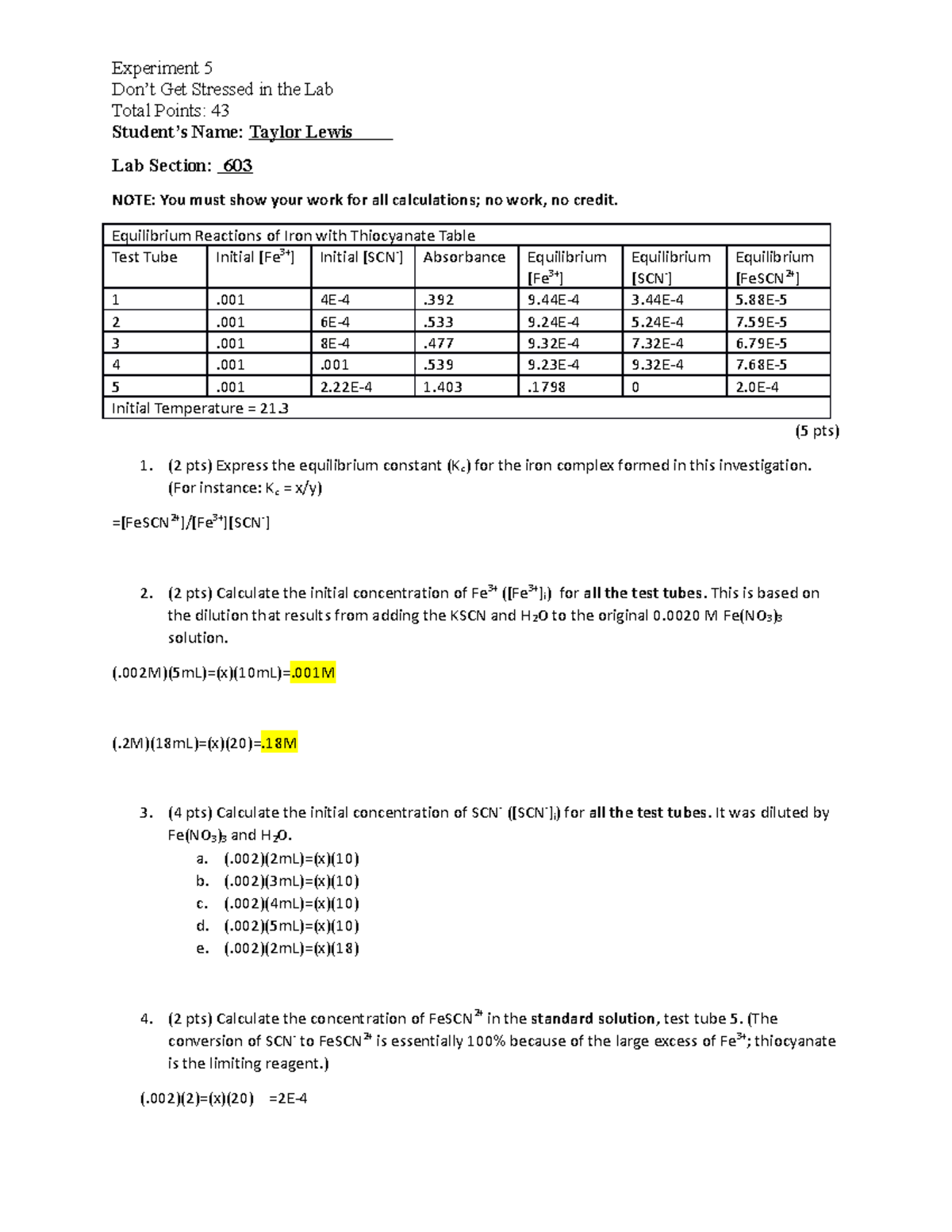 CHEM 110L - Experiment 5 Don't Get Stressed - Experiment 5 Don’t Get ...