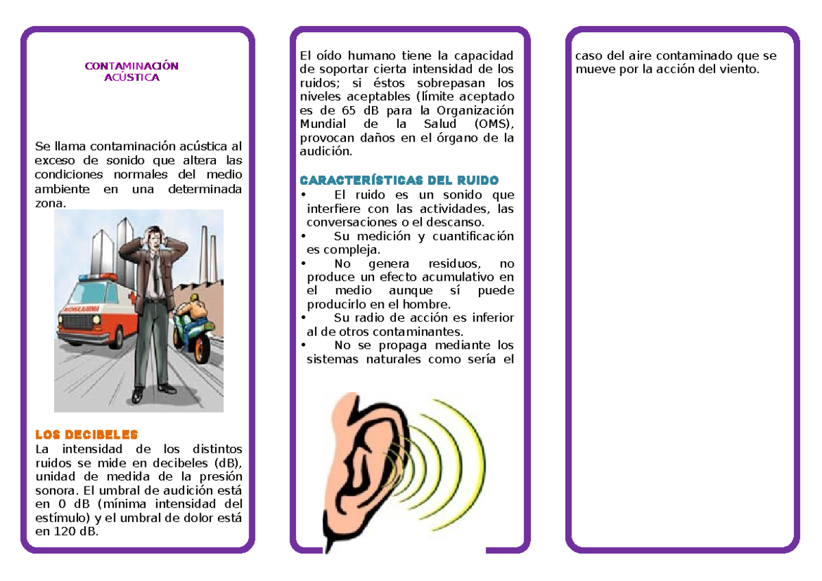Triptico de la contaminacion - Se llama contaminación acústica al ...