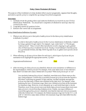 Policy Identification Worksheet - Immigration - Policy Identification ...