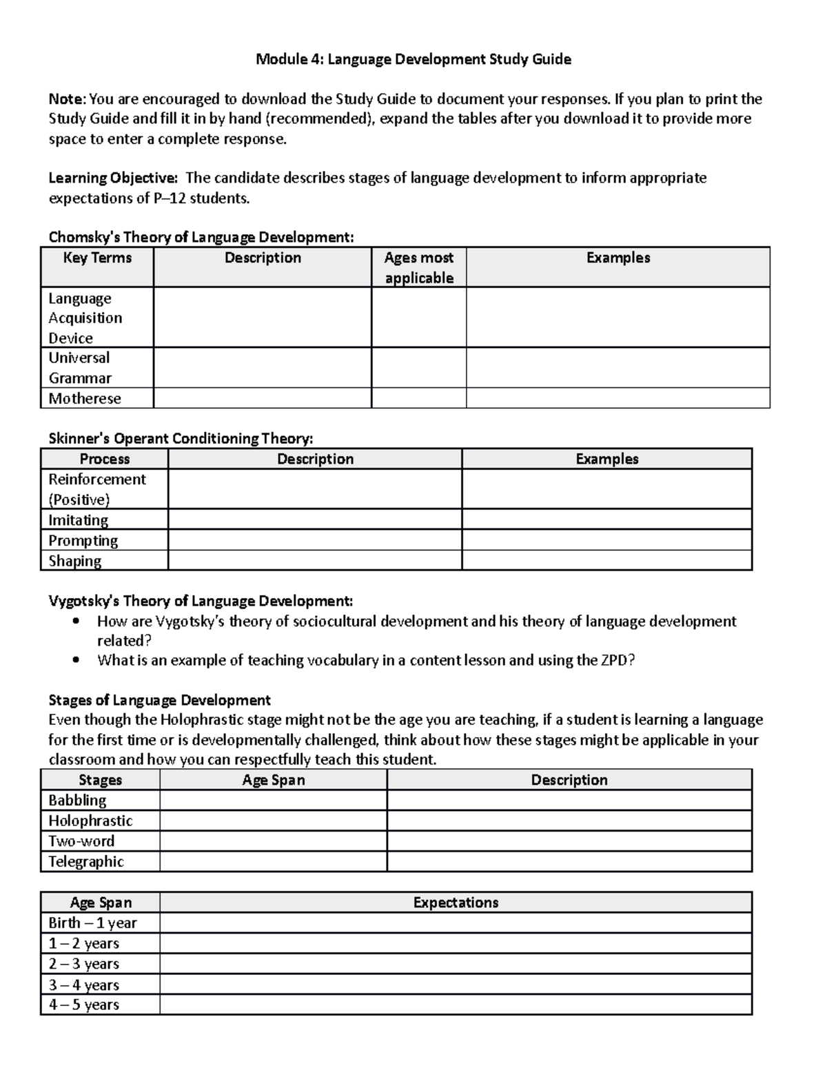 D094 d307 m4 study guide - Module 4: Language Development Study Guide Note: You are encouraged ...