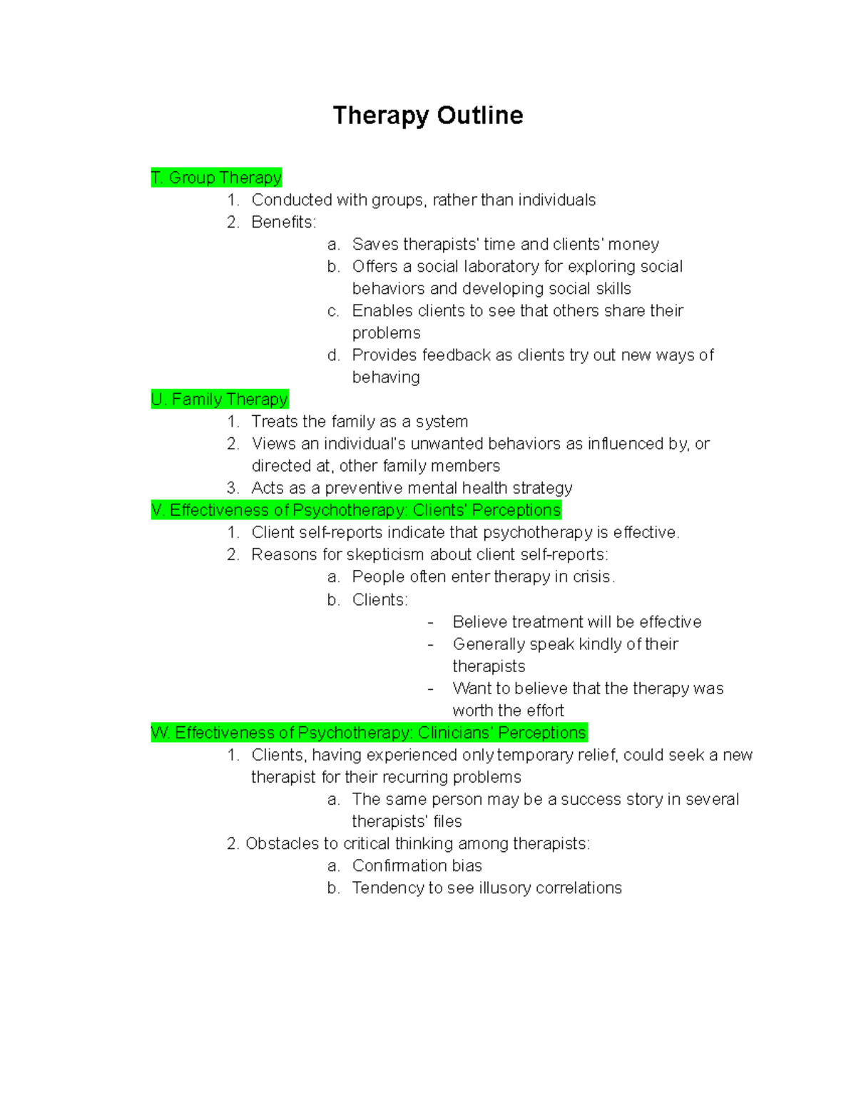 General Psychology-Ch.14 Therapy Outline Notes - Therapy Outline T ...
