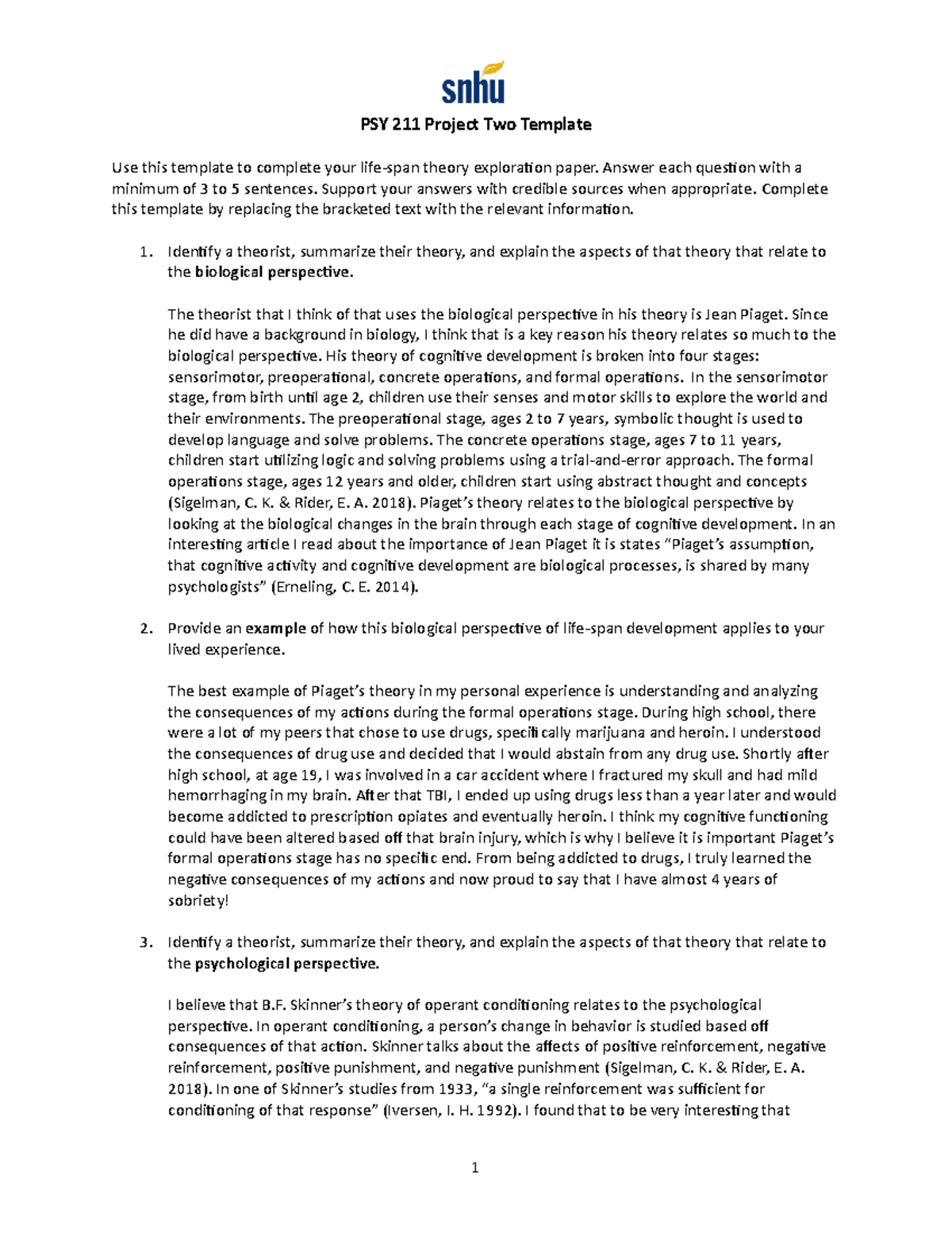 PSY 211 Project Two - PSY 211 Project Two Template Use this template to ...