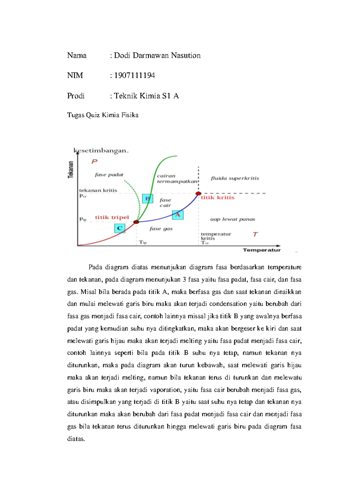 Diagram Fasa Kesetimbangan - Nama : Dodi Darmawan Nasution NIM : 1907111194 Prodi : Teknik Kimia ...