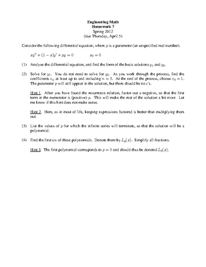 2011-2012 Homework 5 - Engineering Math Homework 5 Spring 2012 (due ...