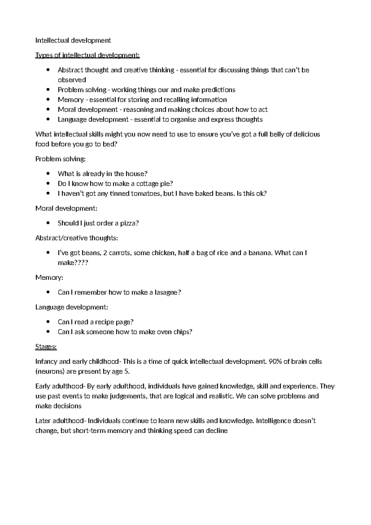 Intellectual development - Intellectual development Types of ...