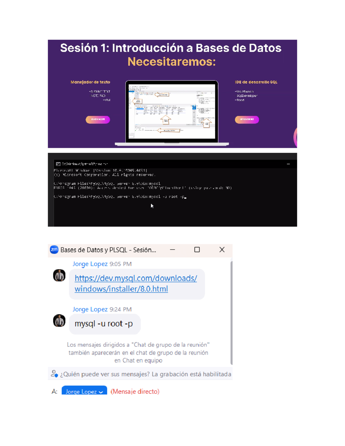 Clase 1 Bases de Datos y Plsql 090824 - Sesión 1: Introducción a Bases de Datos Necesitaremos ...