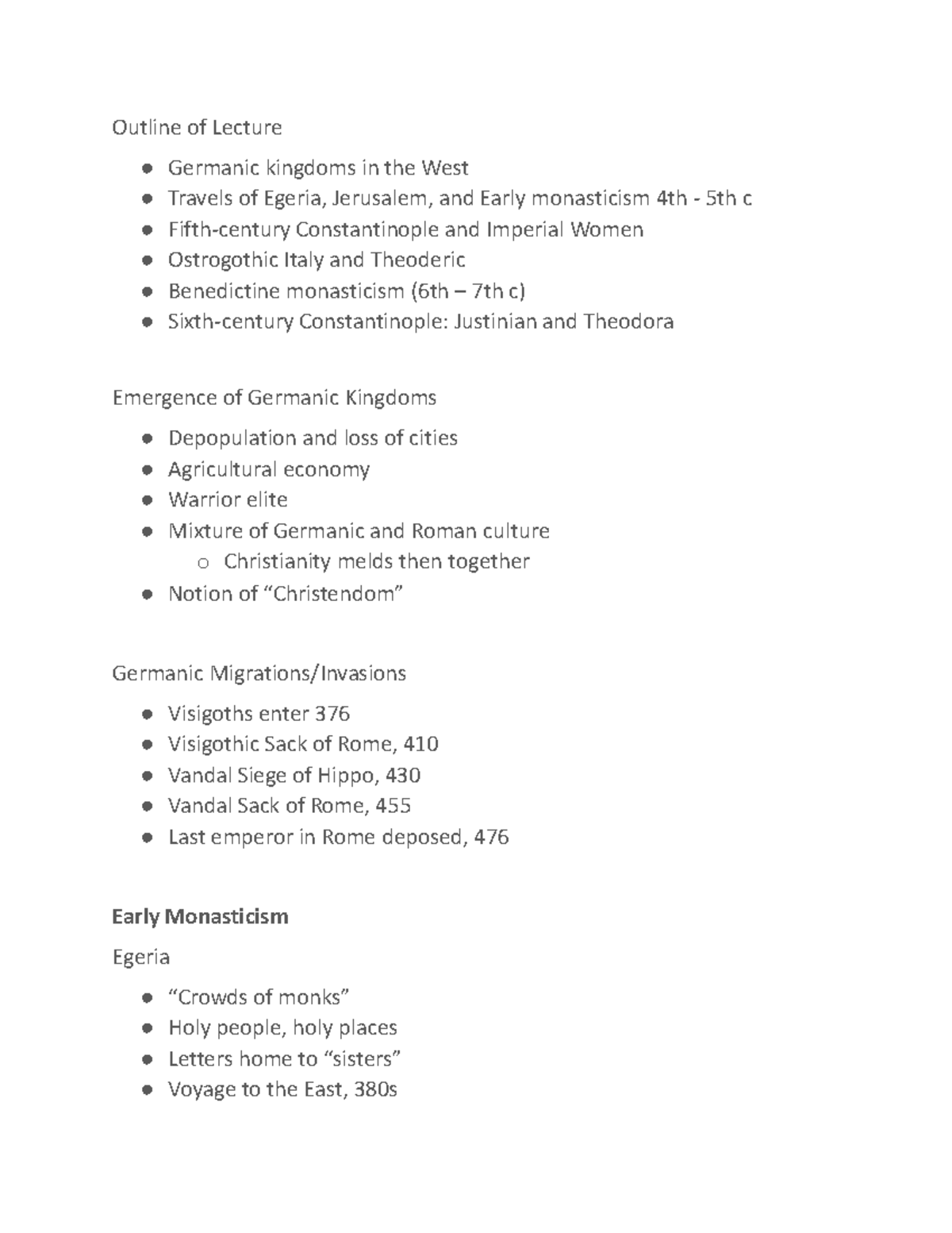 HIST 4007, Lecture 6 - Outline of Lecture Germanic kingdoms in the West ...