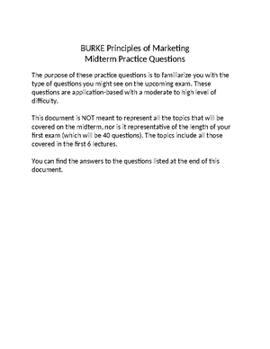Principles of Marketing Final Exam Study Guide - TO DO: Review Pricing Video Review Practice ...