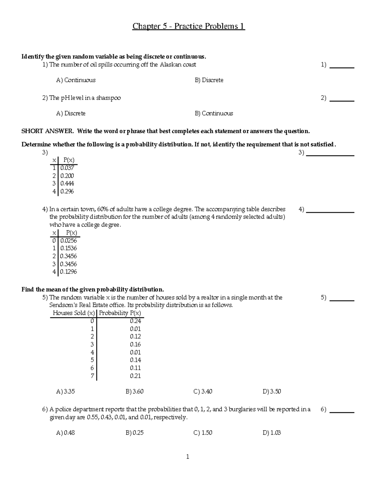 Ch 5 set 1 - These are homework problems for each chapter. Use these ...