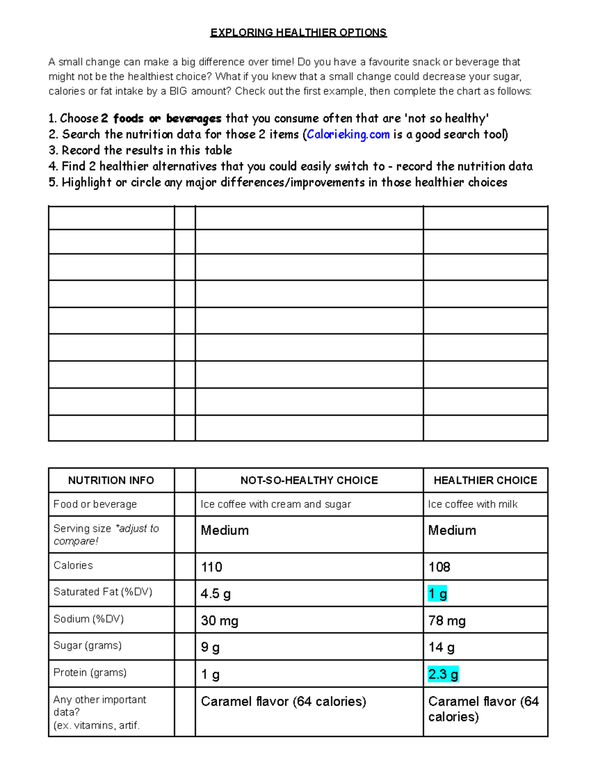 Exploring Healthier Options - EXPLORING HEALTHIER OPTIONS A small ...