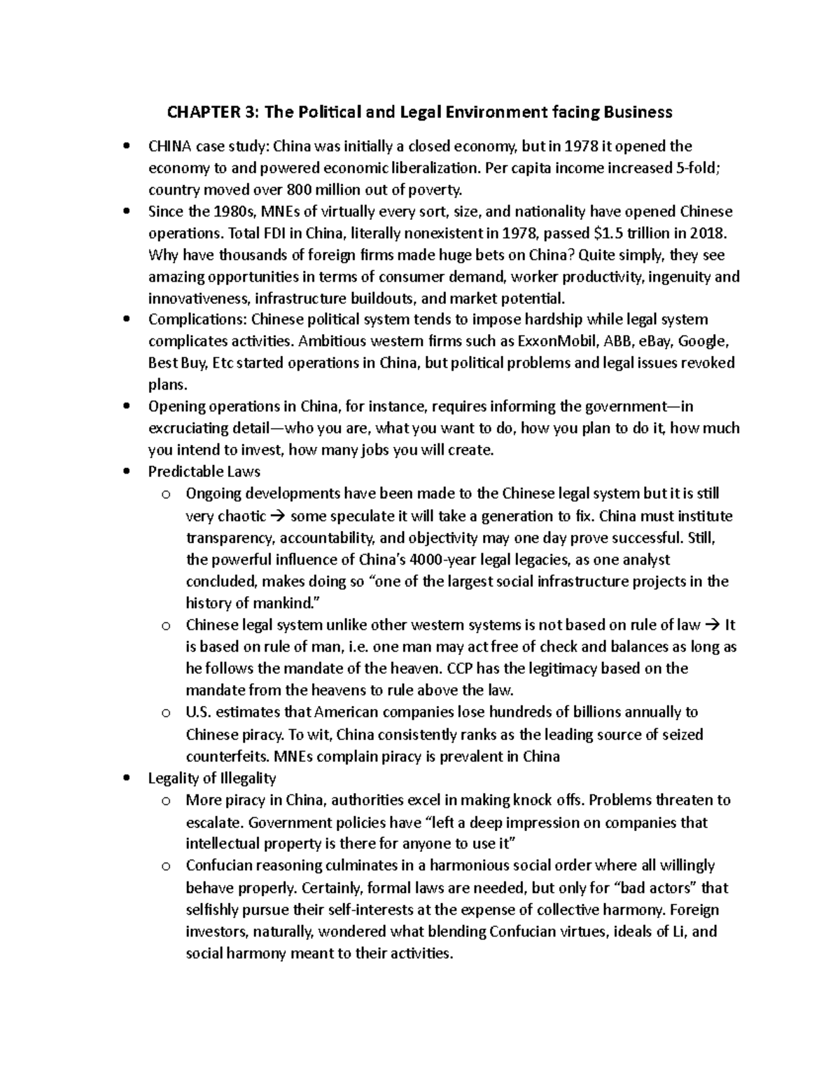 BUS-D 270 Chapter 3 - CHAPTER 3: The Political and Legal Environment ...