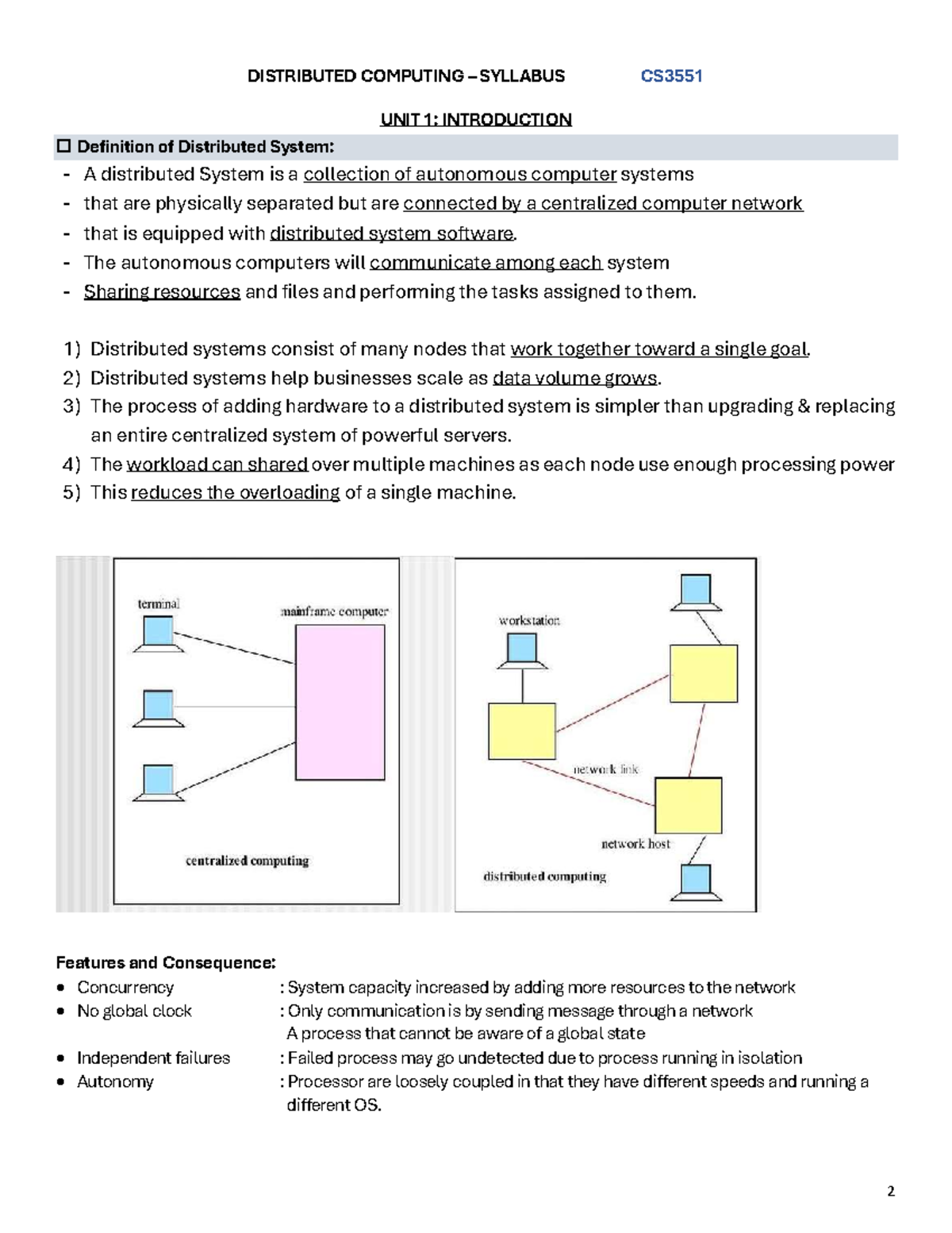 DC Unit 01 - Lecture notes - DISTRIBUTED COMPUTING – SYLLABUS CS UNIT 1 ...