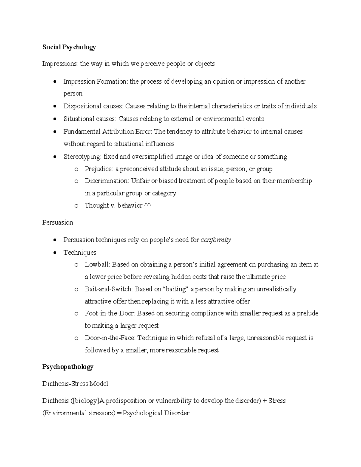 PSYC 1301 - 7 - Social Psychology, Persuasion, Psychopathology - Social ...