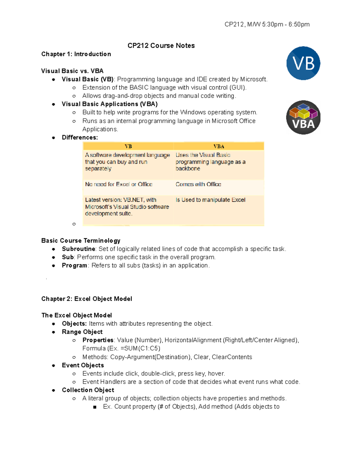 CP212 Course Notes - CP212, M/W 5:30pm - 6:50pm CP212 Course Notes ...