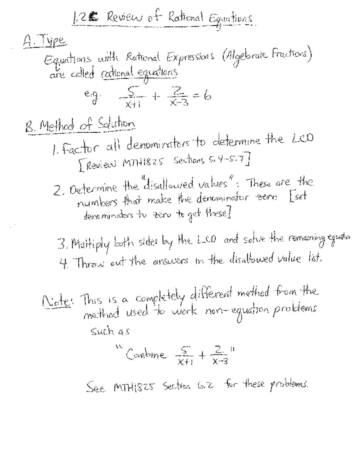 Review of Rational Equations - MTH 571 - Studocu