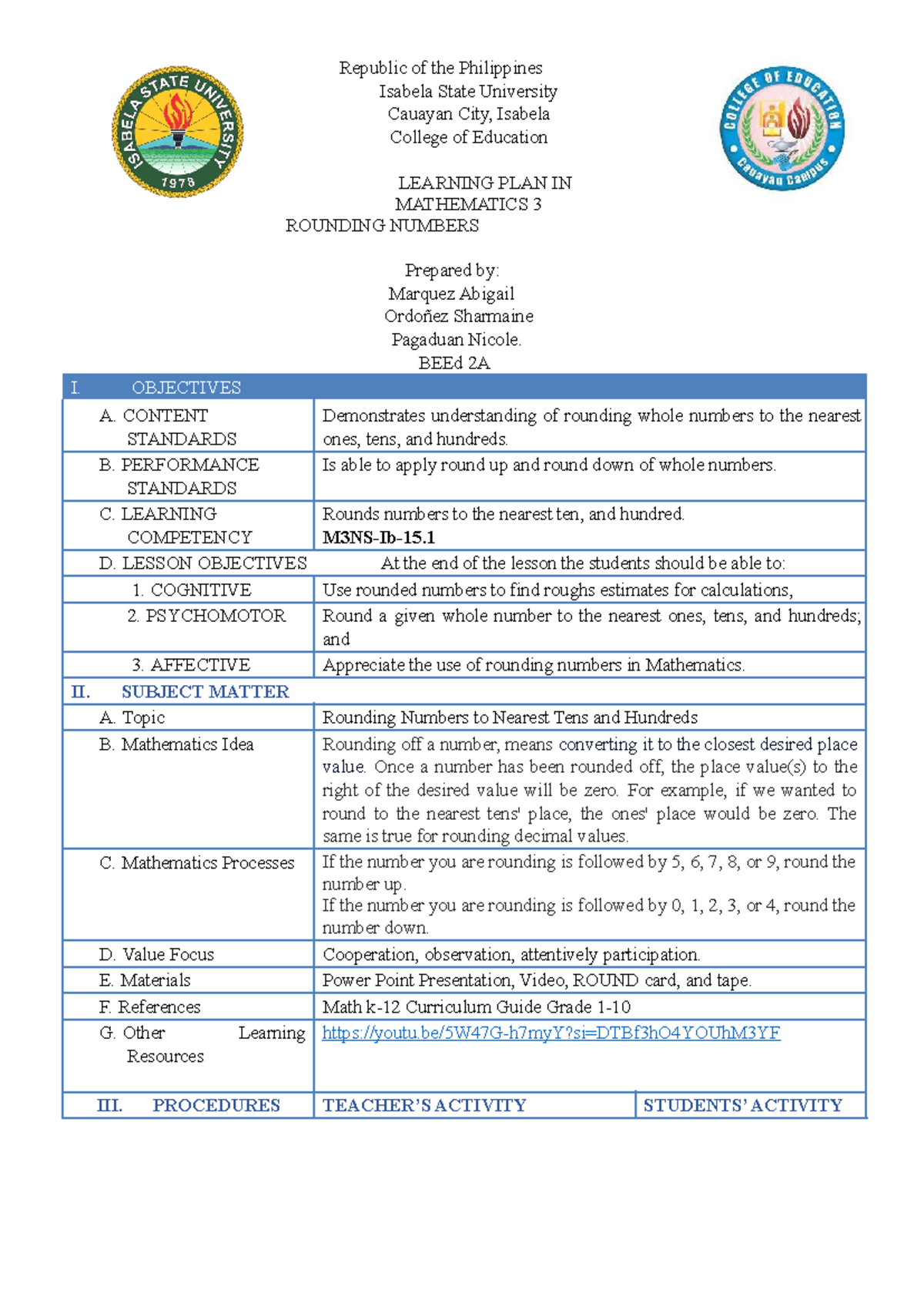 MATH-DLP - Republic of the Philippines Isabela State University Cauayan City, Isabela College of ...