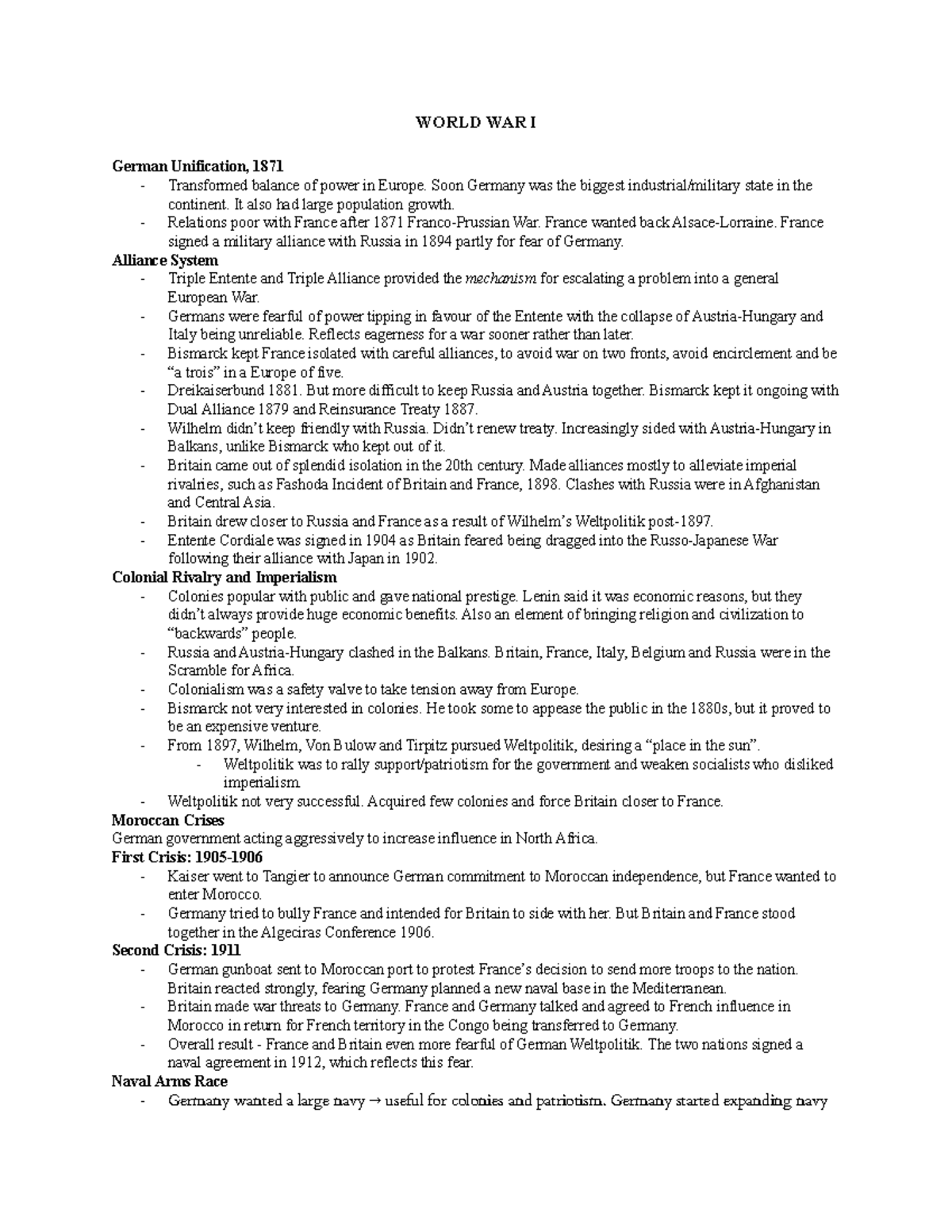 World War 1 Causes, Practices and Effects - WORLD WAR I German ...