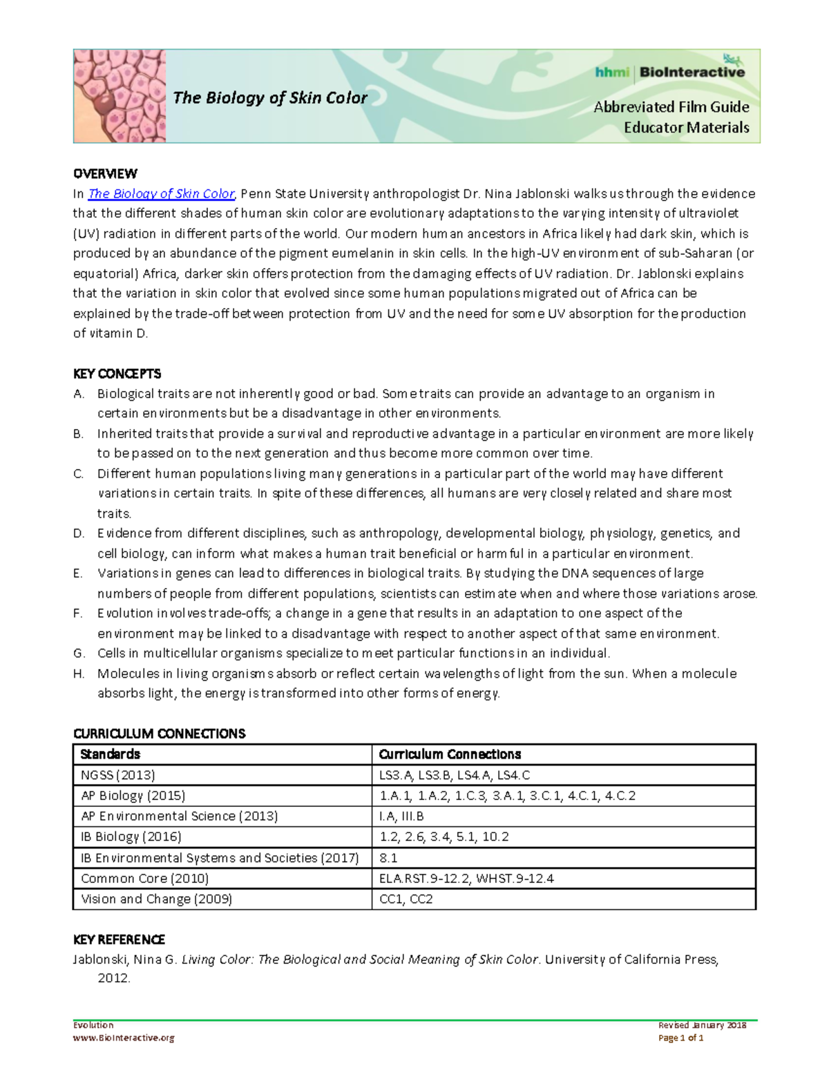 Skin Color-abv-film (1) - Evolution Revised January 2018 BioInteractive ...