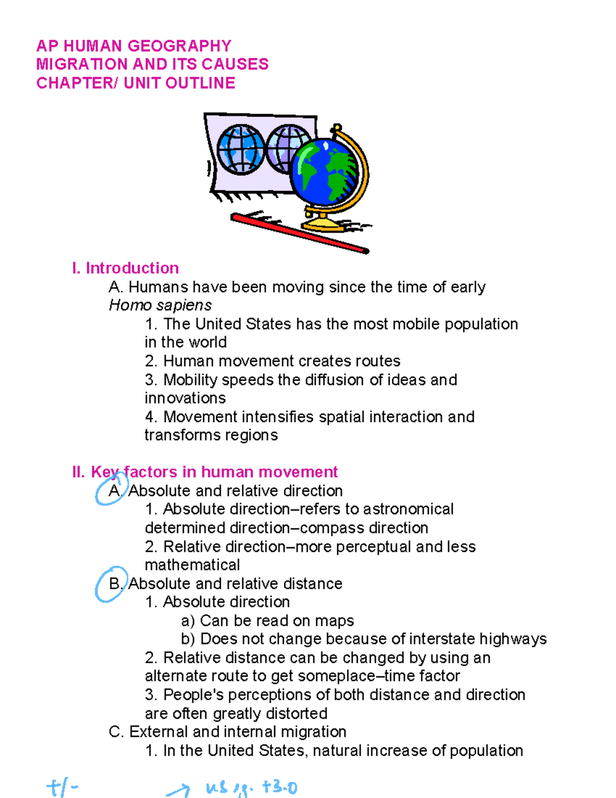 Migration notes (By miss Gladys C.) - AP HUMAN GEOGRAPHY MIGRATION AND ...