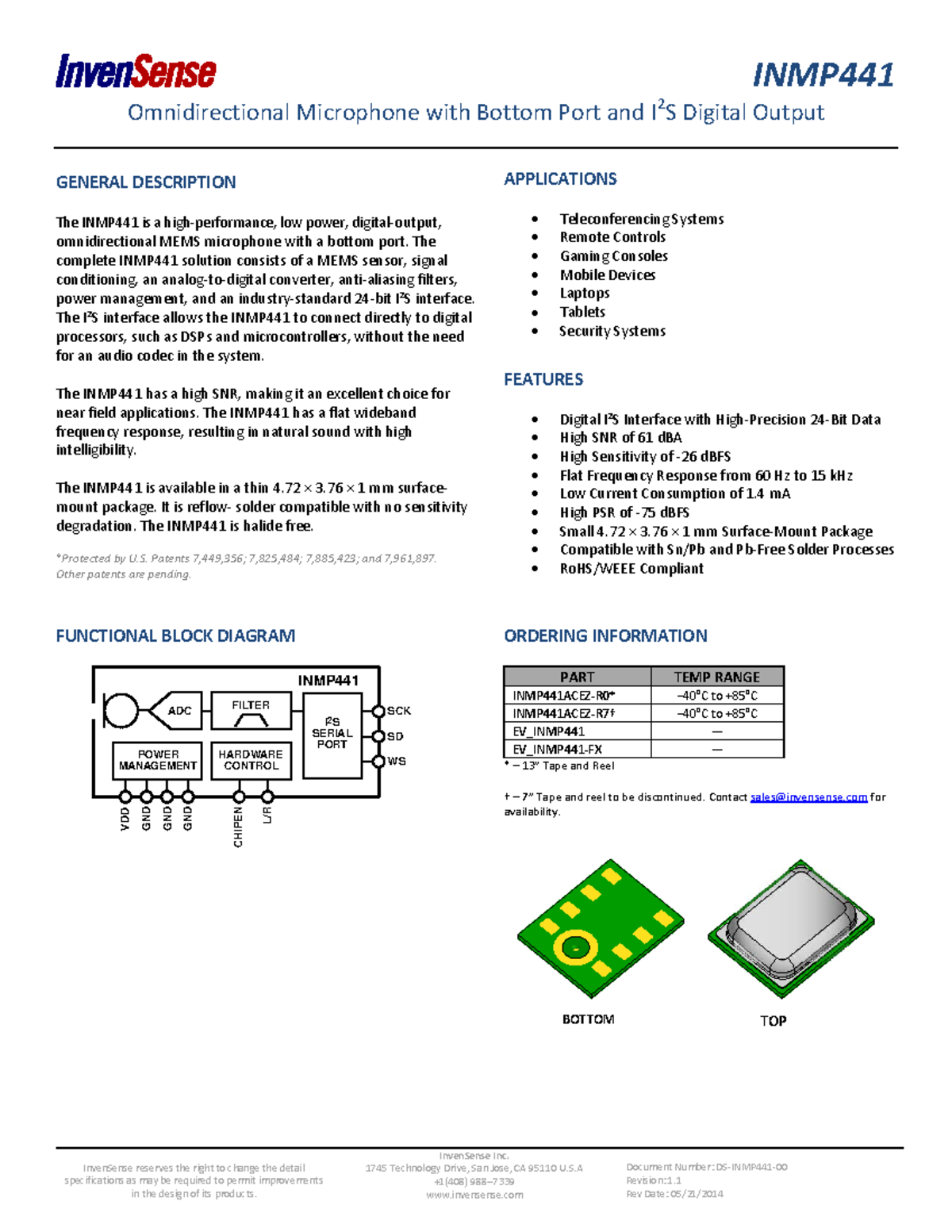 INMP441 - The complete INMP441 solution consists of a MEMS sensor ...