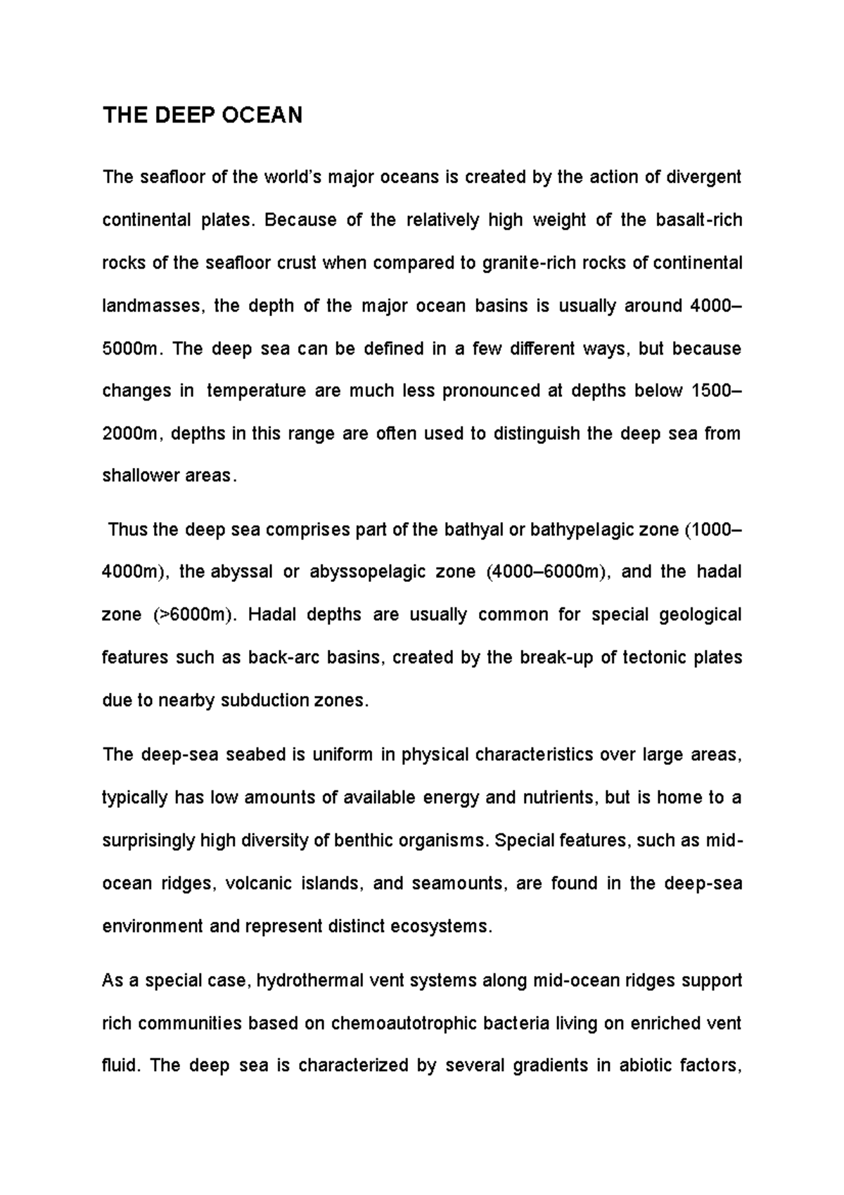 THE DEEP Ocean - lectures note related to marine ecology - THE DEEP ...