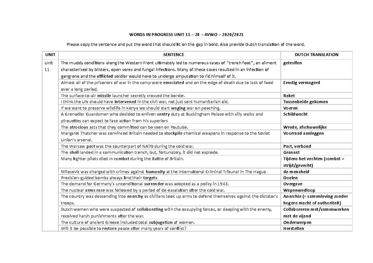 Words in Progress 4V term 2 - WORDS IN PROGRESS UNIT 11 – 20 – 4VWO ...