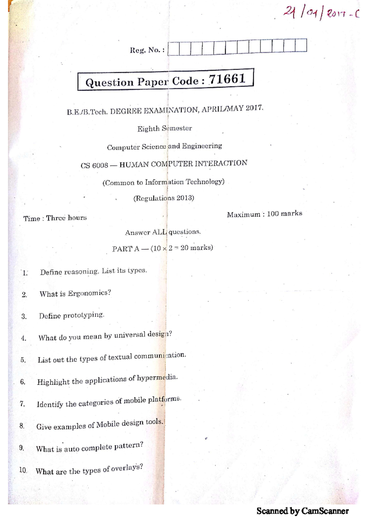 HCI April May 2017 - HCI - Human Computer Interaction - - Studocu