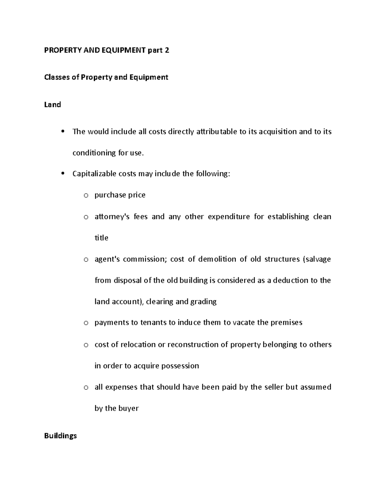 Property AND Equipment part 2 - PROPERTY AND EQUIPMENT part 2 Classes ...