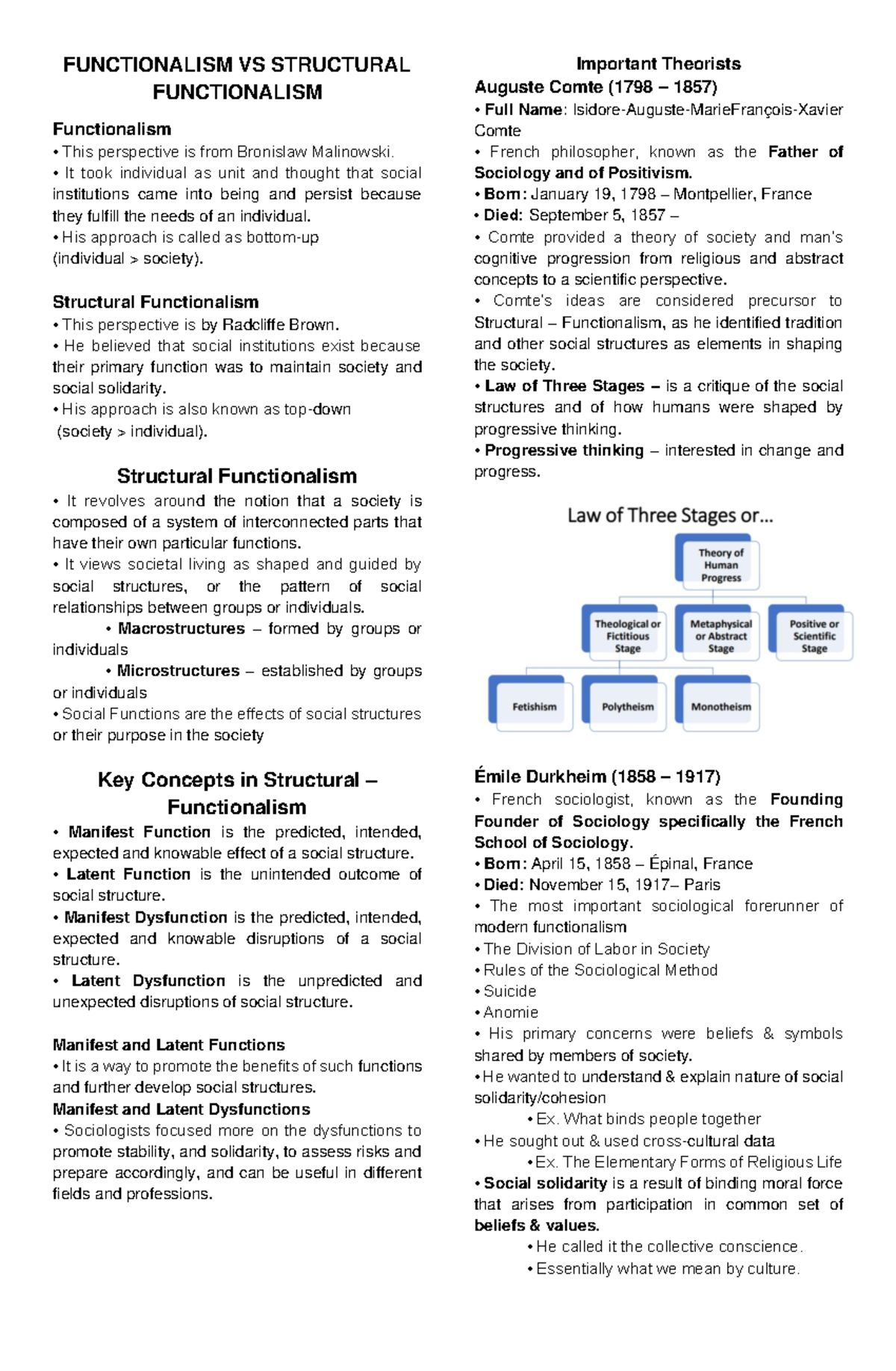 ISS structural - Lecture notes 1 - FUNCTIONALISM VS STRUCTURAL ...