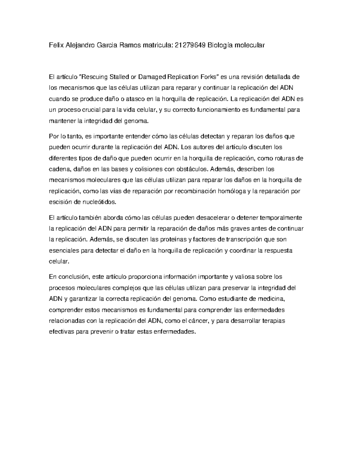 Discusión del articulo - Felix Alejandro Garcia Ramos matricula ...
