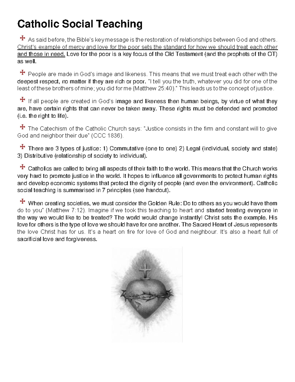 Summarized Points of Catholic Social Teaching - Catholic Social ...