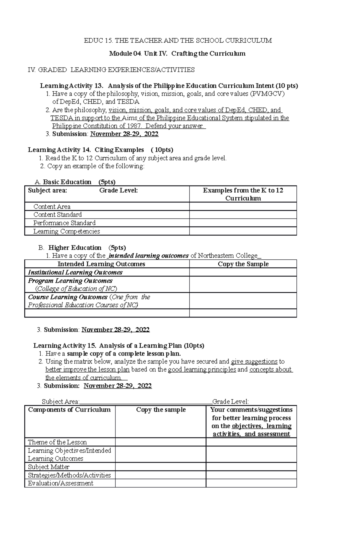 Module-4 - FEFEFF - EDUC 15. THE TEACHER AND THE SCHOOL CURRICULUM ...