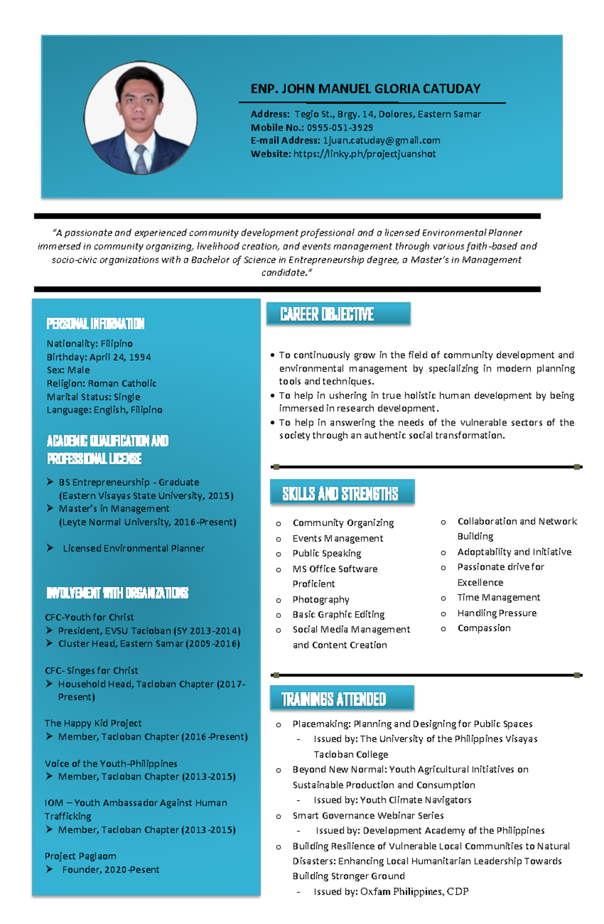 JOHN- Catuday CV-2022 - Curriculum Vitae - o Collaboration and Network ...