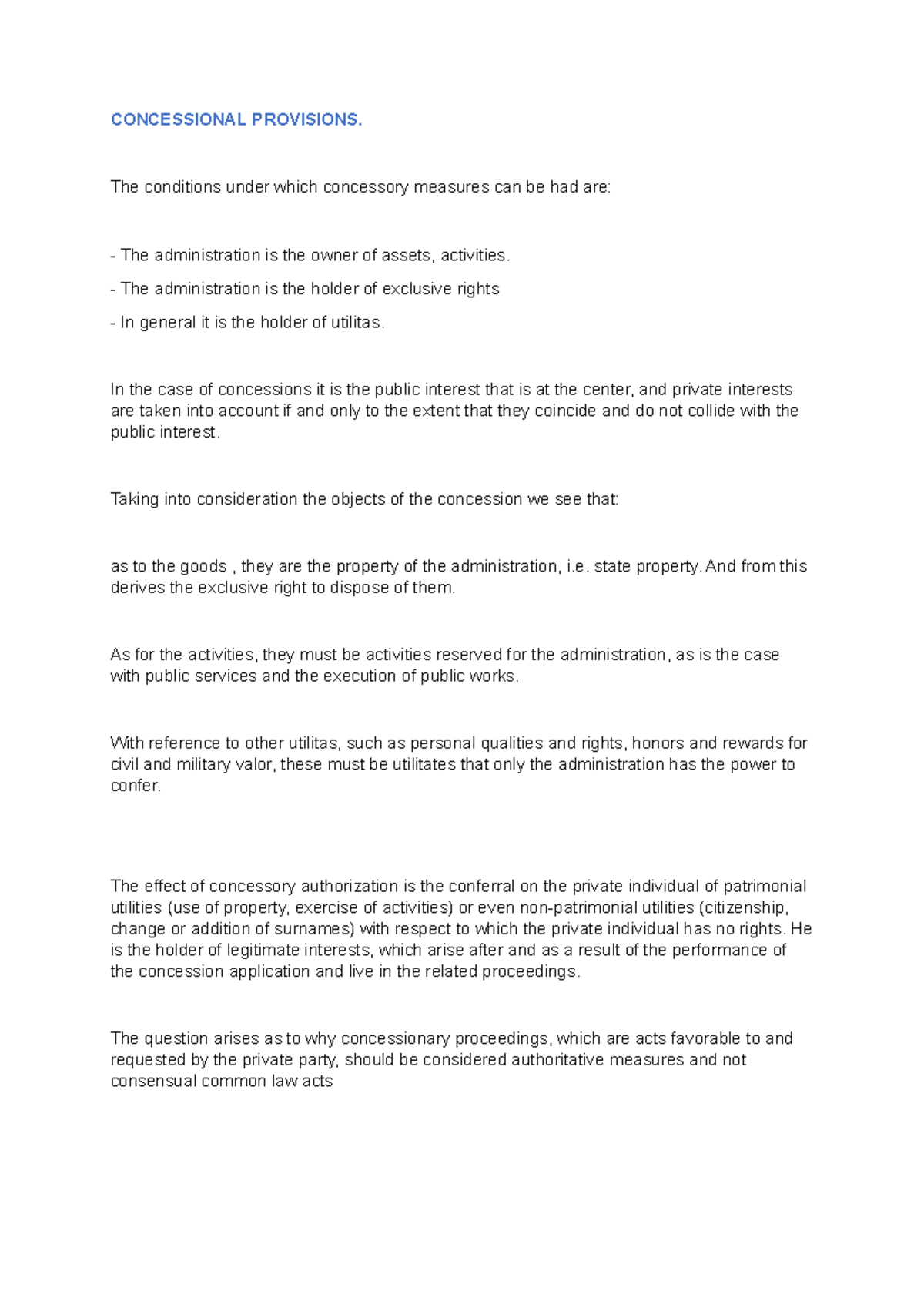 Concessional Provisions 6 - CONCESSIONAL PROVISIONS. The conditions ...