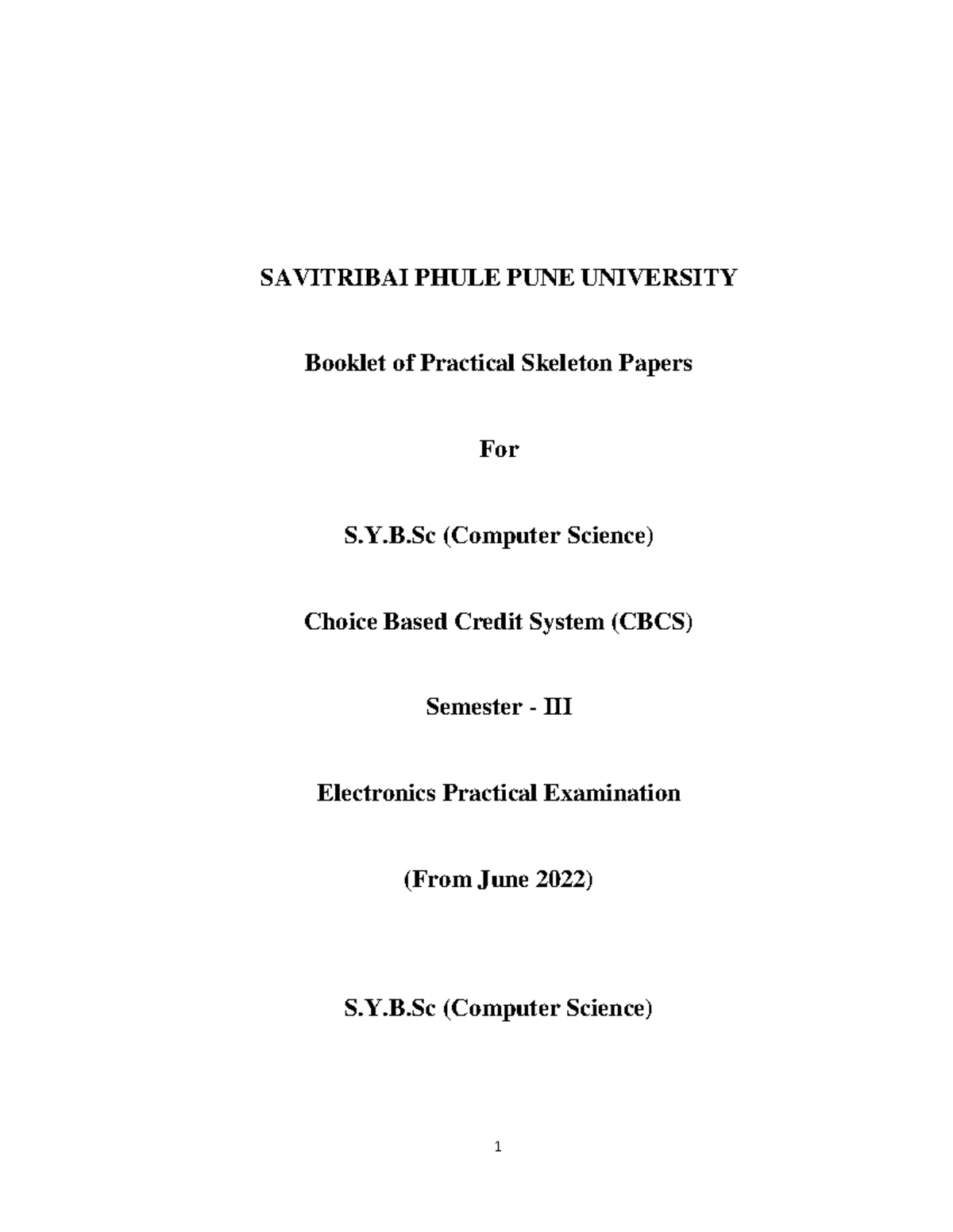 S.Y. B.SC. Electronics Parctical Slips SEM III 2022 23 - Booklet of Practical Skeleton Papers ...