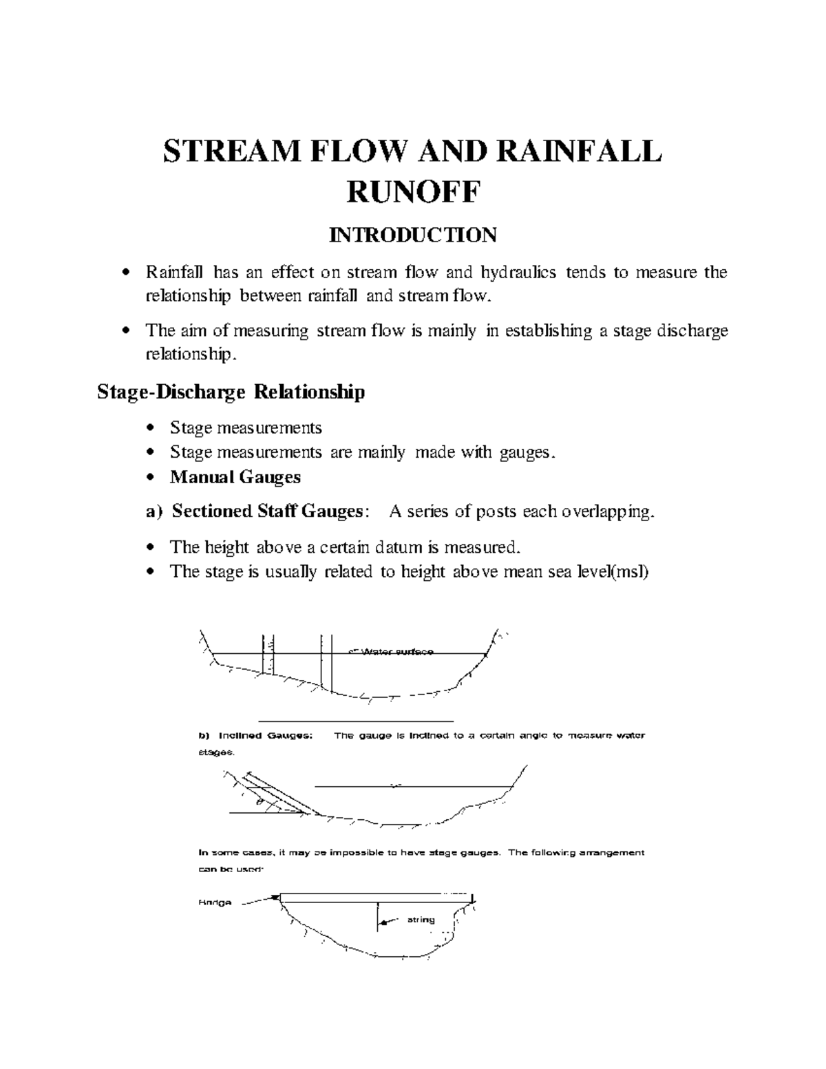 Stream Flow and Rainfall Runoff - STREAM FLOW AND RAINFALL RUNOFF ...