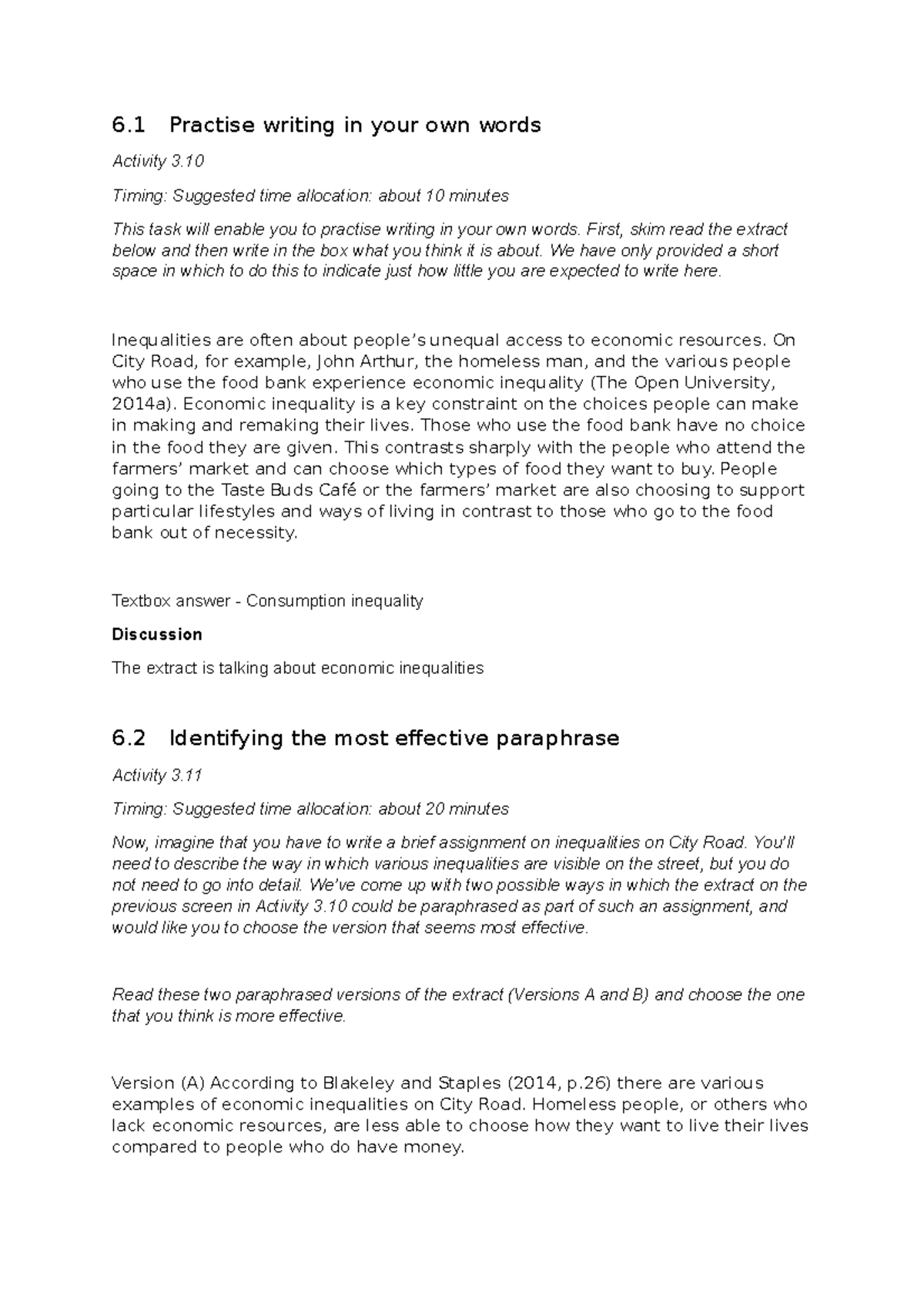 DD102 week 3 - 6.1 - practise writing in your own words, 6.2 ...