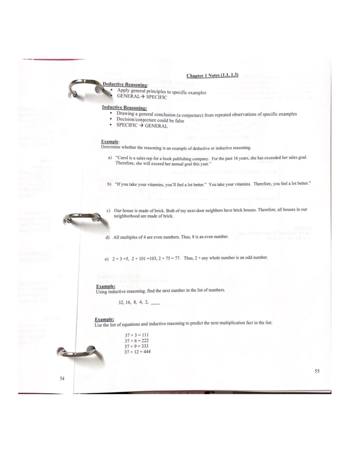 Deductive and Inductive Reasoning - MATH 139 - Studocu