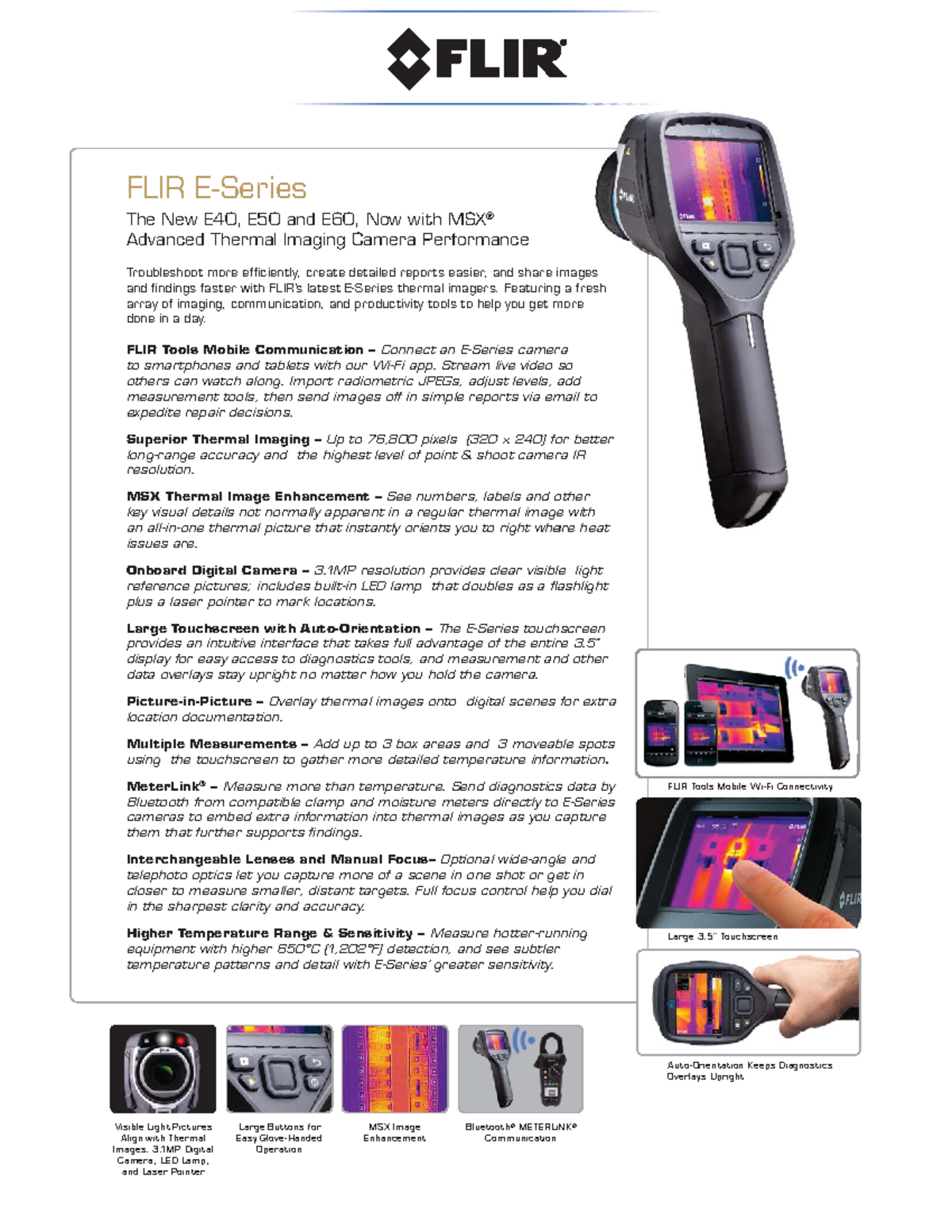 FLIR-EXX-Seriesdata E 40 - FLIR E-Series The New E40, E50 and E60, Now with MSX® Advanced ...