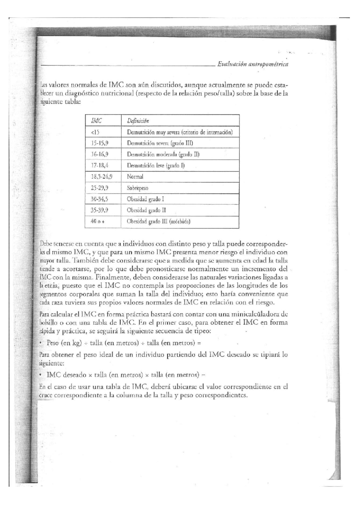 Teoria IMC - tp 1 - Nutrición Y Dietoterapia - Studocu